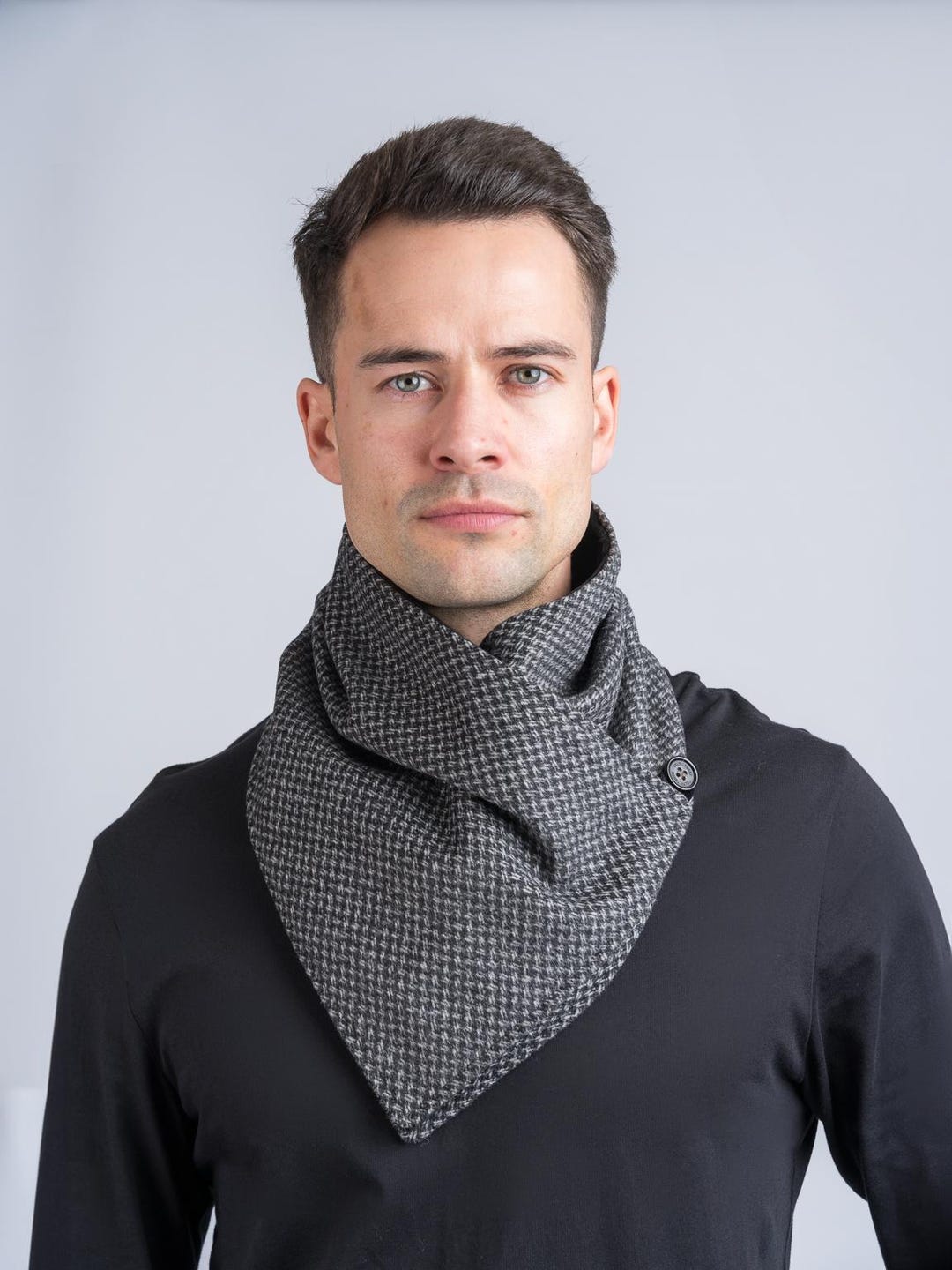 Celtic Tweed | Grey Diamond Check Tweed Snood | Men’s Winter Snood ...