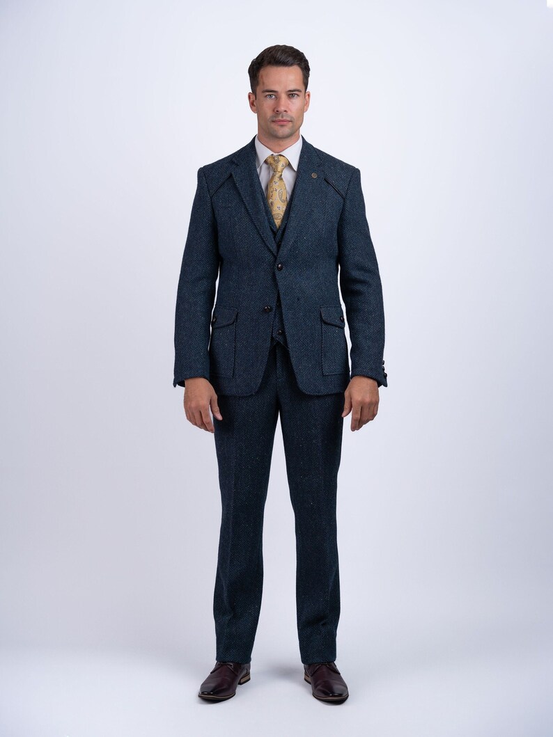 Celtic Tweed Men's Blue Tweed 3 Piece Suit Handcrafted in Dublin ...