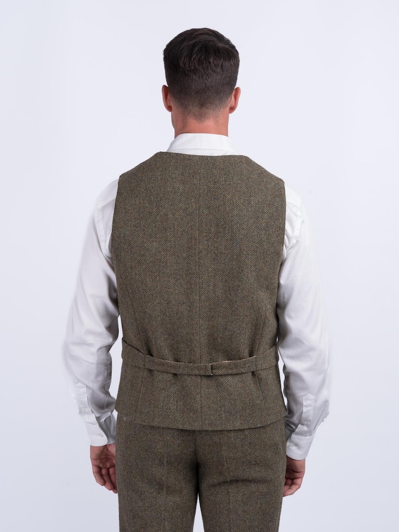 Celtic Tweed| Moss Green Herringbone Waistcoat | Men's Tweed Vest ...