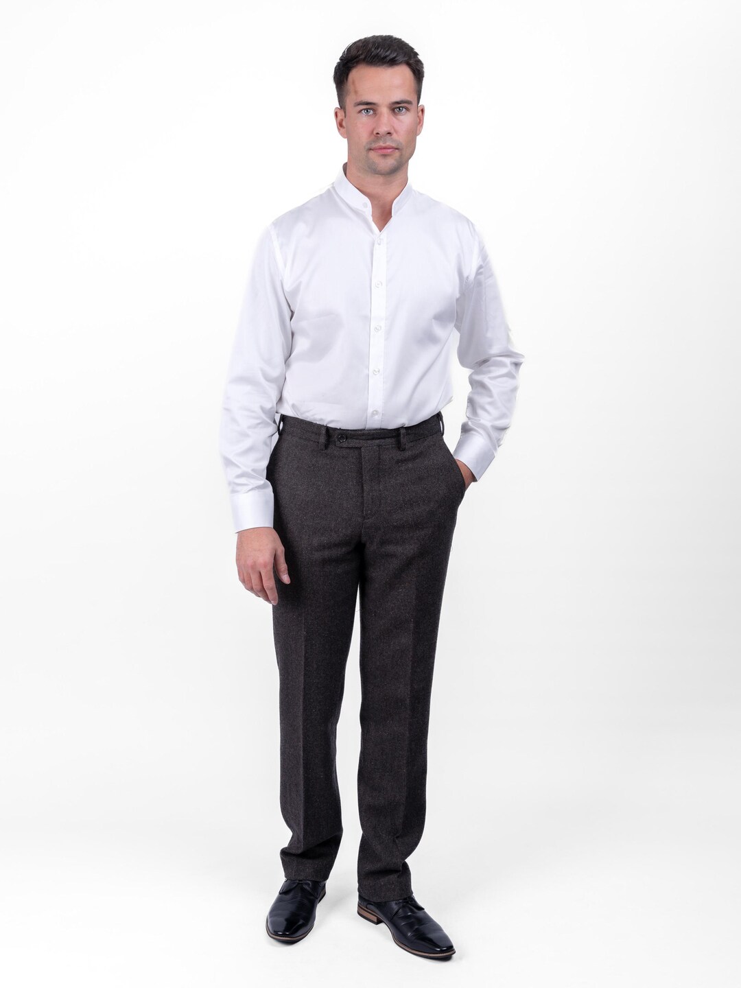 Men's Brown Hopsack Tweed Trousers | Classic Irish Wool Pants ...