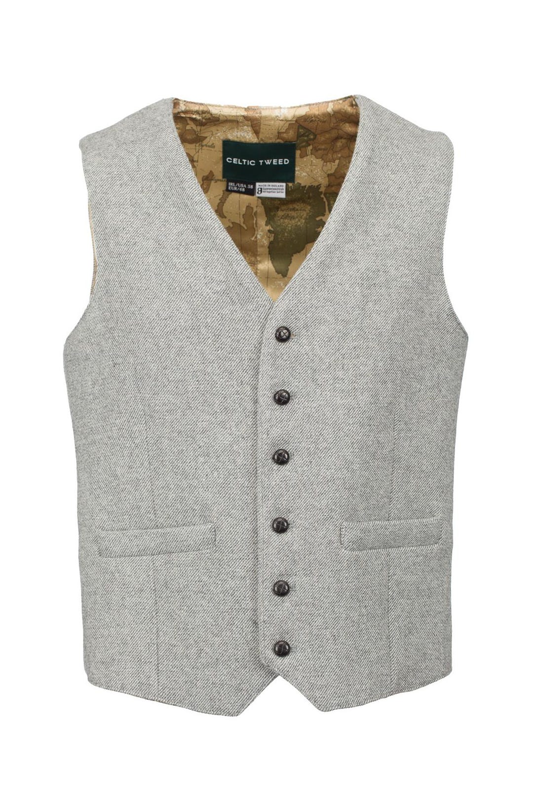 Celtic Tweed | Men's Light Grey Tweed Waistcoat | Handmade Tweed Vest ...