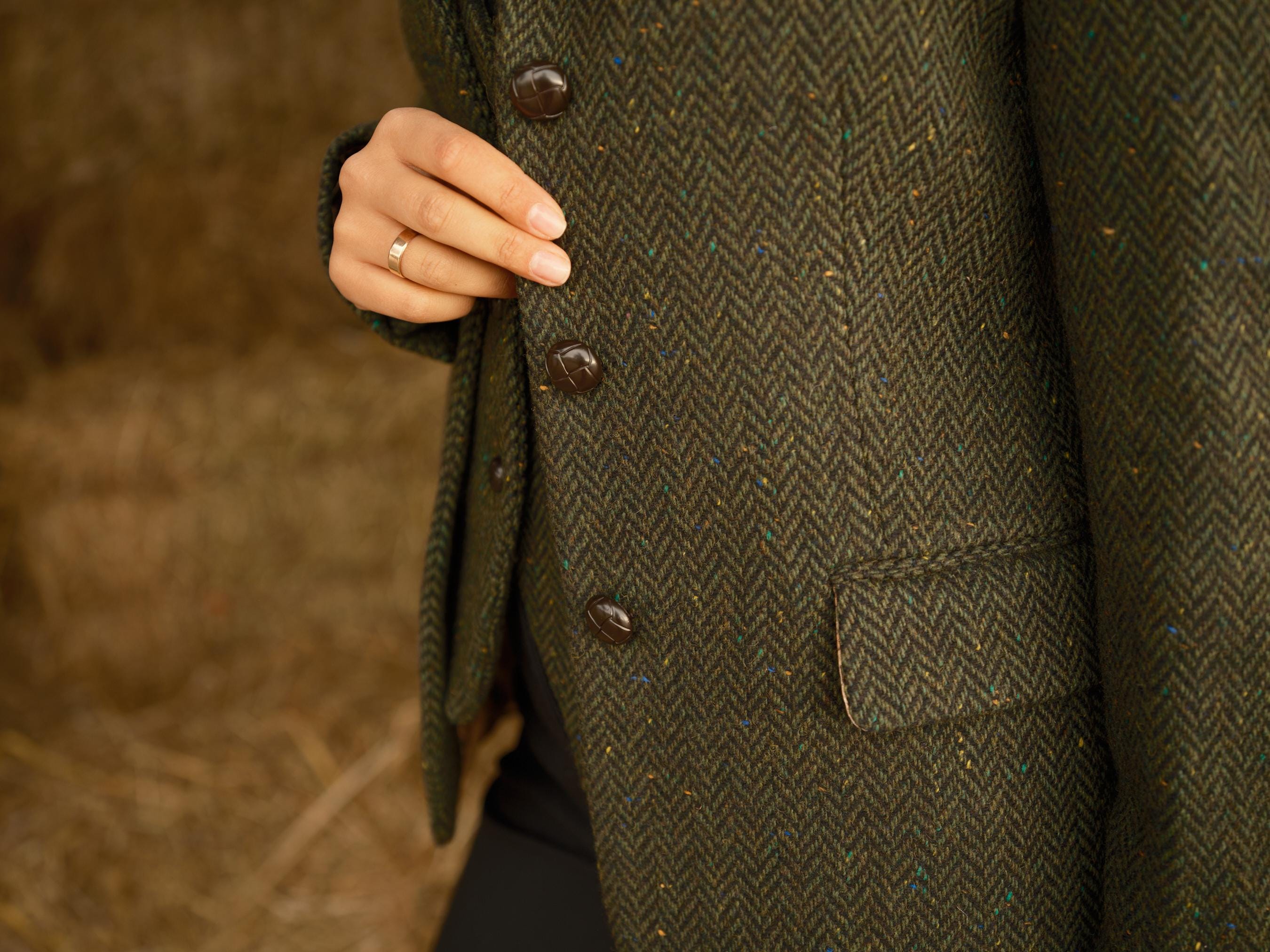 Celtic Tweed | Women's Green Herringbone Tweed Blazer | Tweed Jacket ...