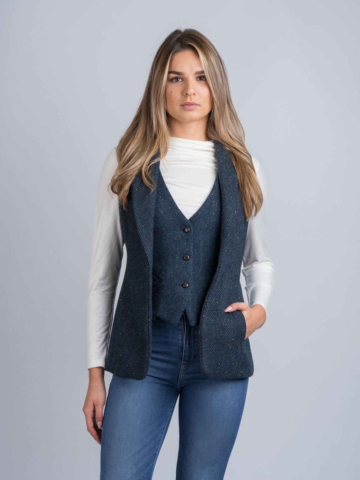Celtic Tweed Blue Herringbone Tweed Gilet - Etsy