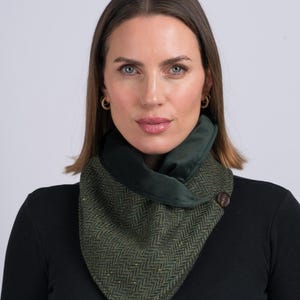 Celtic Tweed | Green Herringbone Tweed Scarf | Tweed Snood | Handmade ...