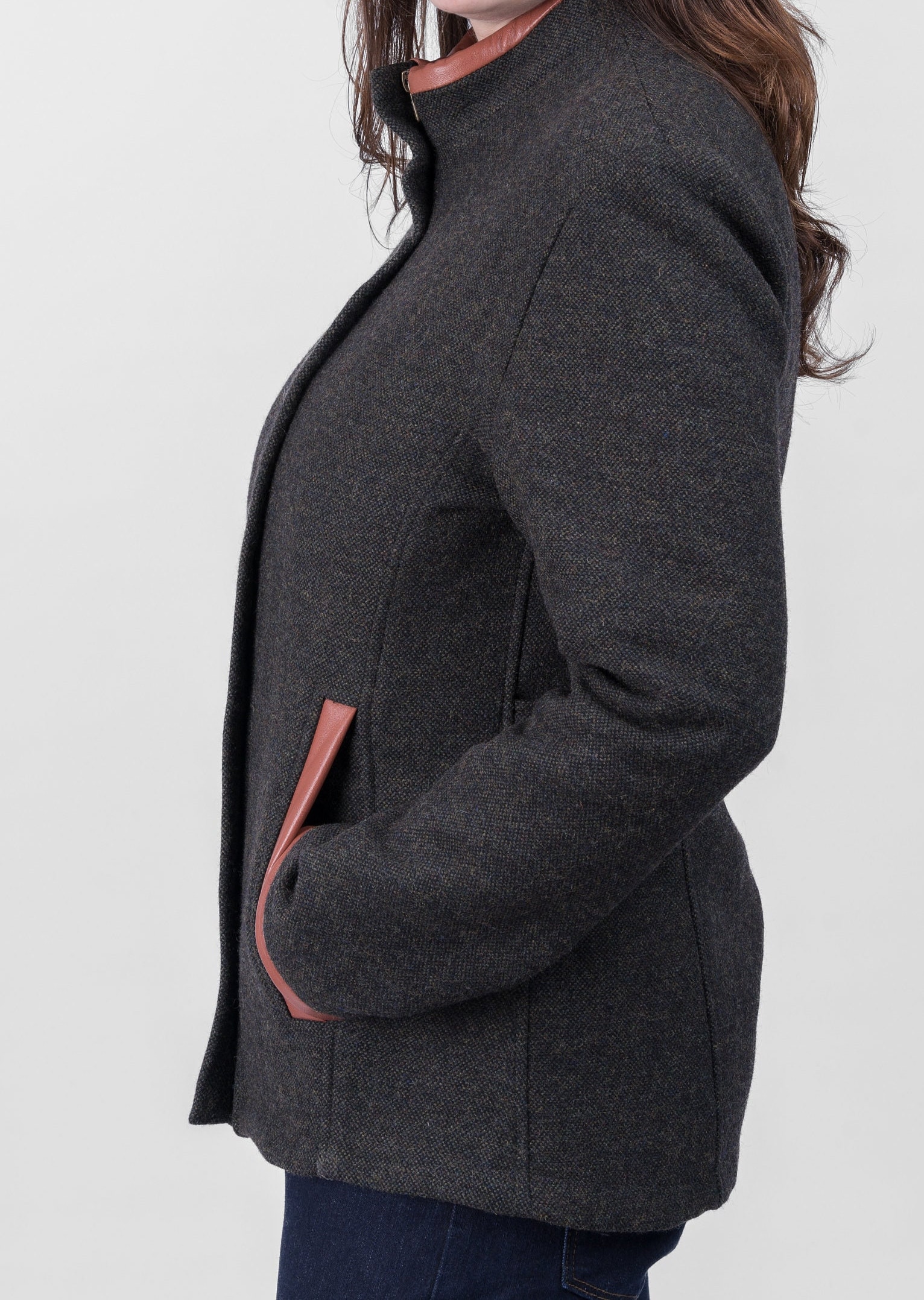 Womens Irish Tweed Jacket With Nappa Leather Detail - Etsy