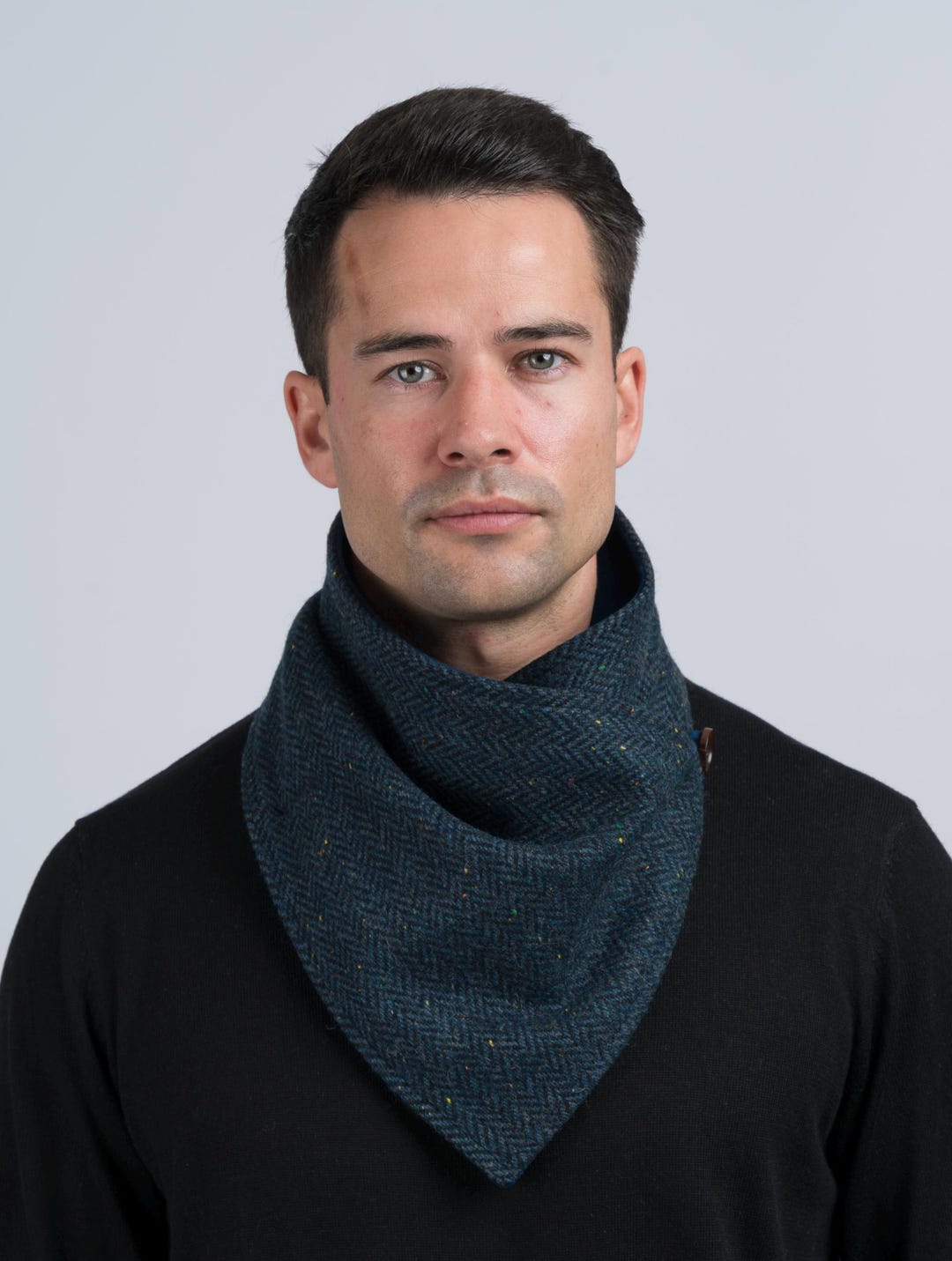 Celtic Tweed | Blue Herringbone Tweed Scarf | Tweed Snood | Wool Neck ...