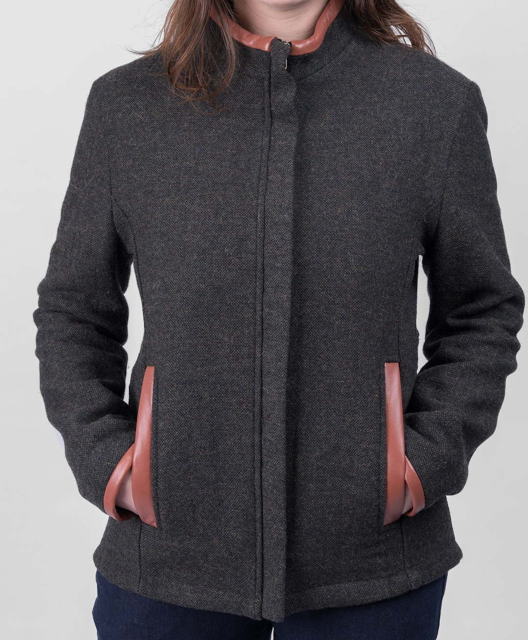 Womens Irish Tweed Jacket With Nappa Leather Detail - Etsy