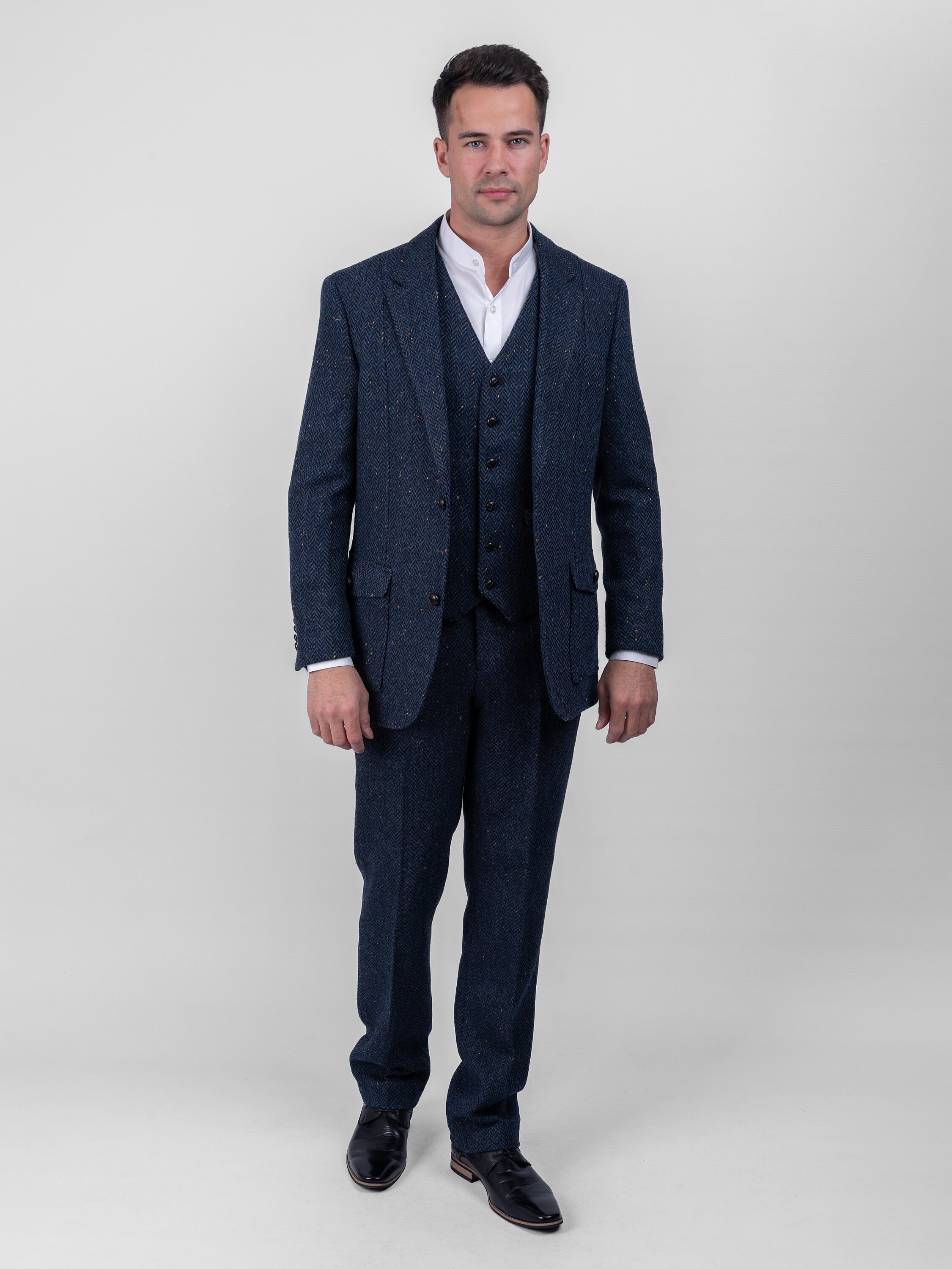 Celtic Tweed Men's Blue Tweed 3 Piece Suit Handcrafted in Dublin ...
