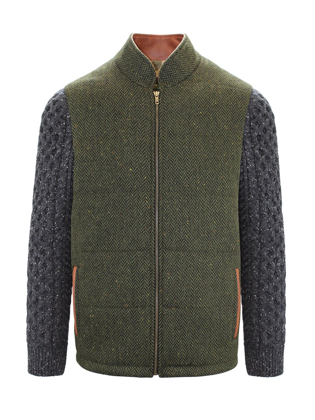 Celtic Tweed |men's Green Herringbone Shackleton Jacket With Charcoal ...