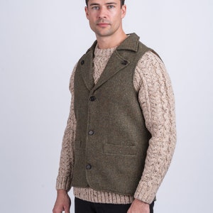 Man of Aran Irish Tweed Waistcoat | Sea Moss Vest |classic Irish Wool ...
