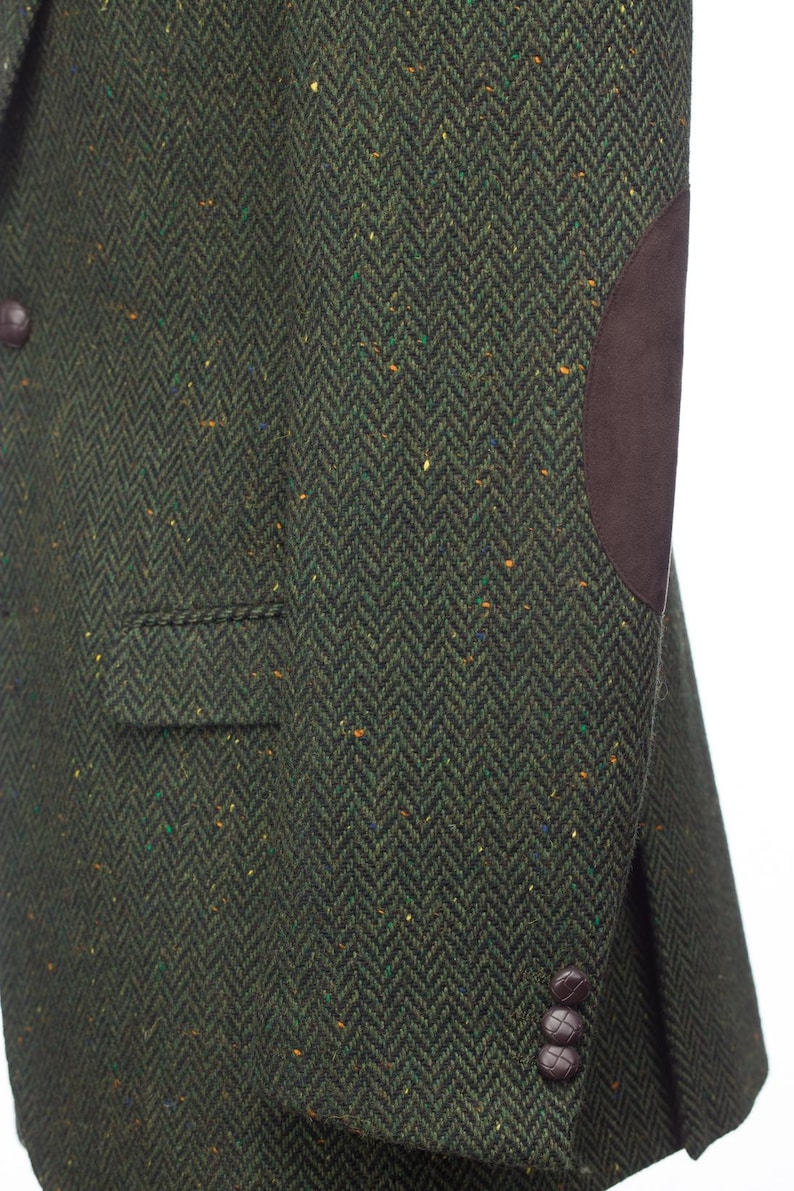 Celtic Tweed | James Stephens Green Herringbone Tweed Poets Jacket ...