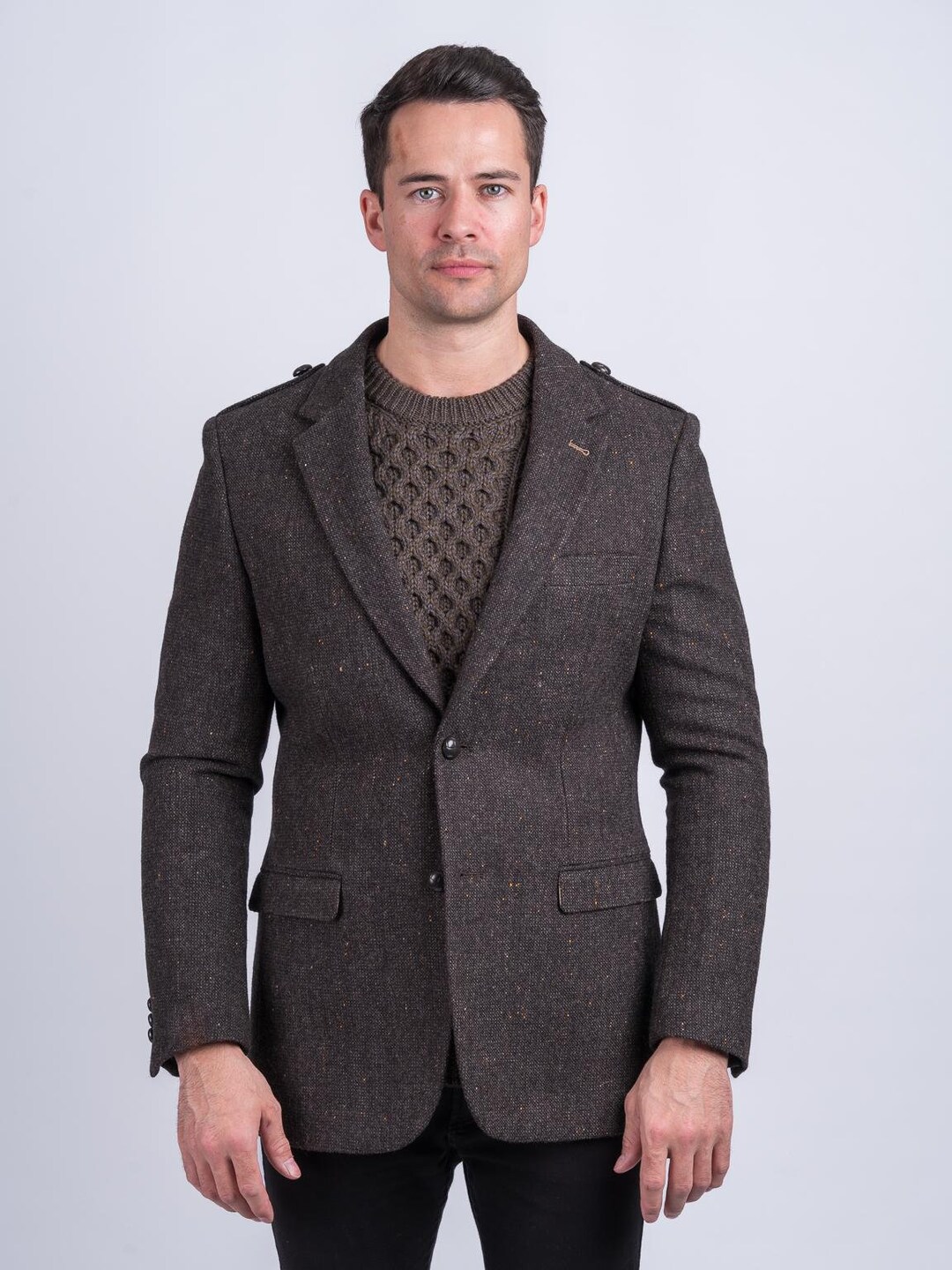 Celtic Tweed | Oscar Wilde Brown Tweed Poets Jacket | Mens Wool Hopsack ...