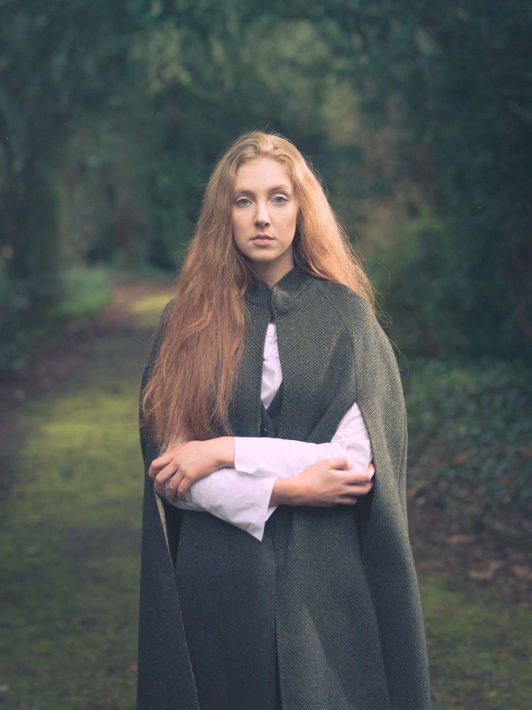 Celtic Tweed | Green Tweed Cape | Women's Moss Green Cape | Women's ...