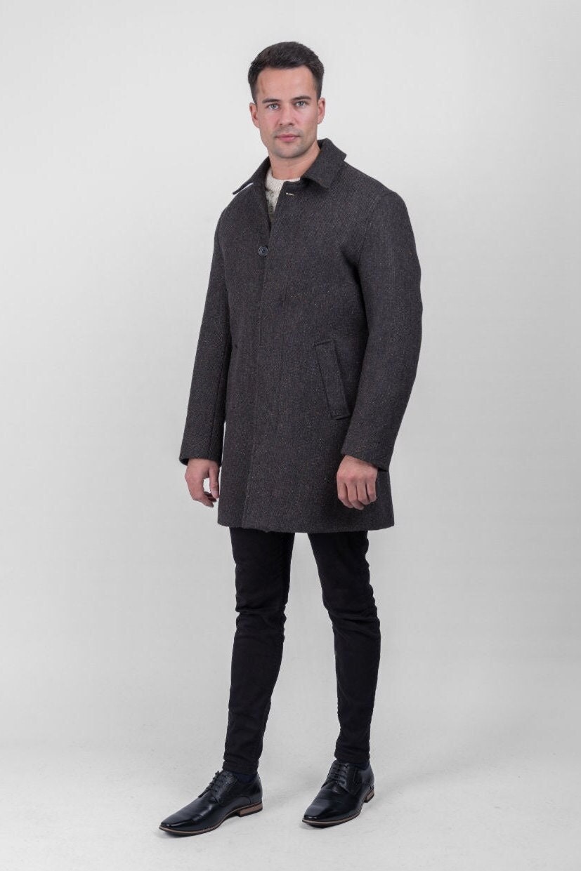 Celtic Tweed Men's Brown Hopsack Tweed City Coat - Etsy