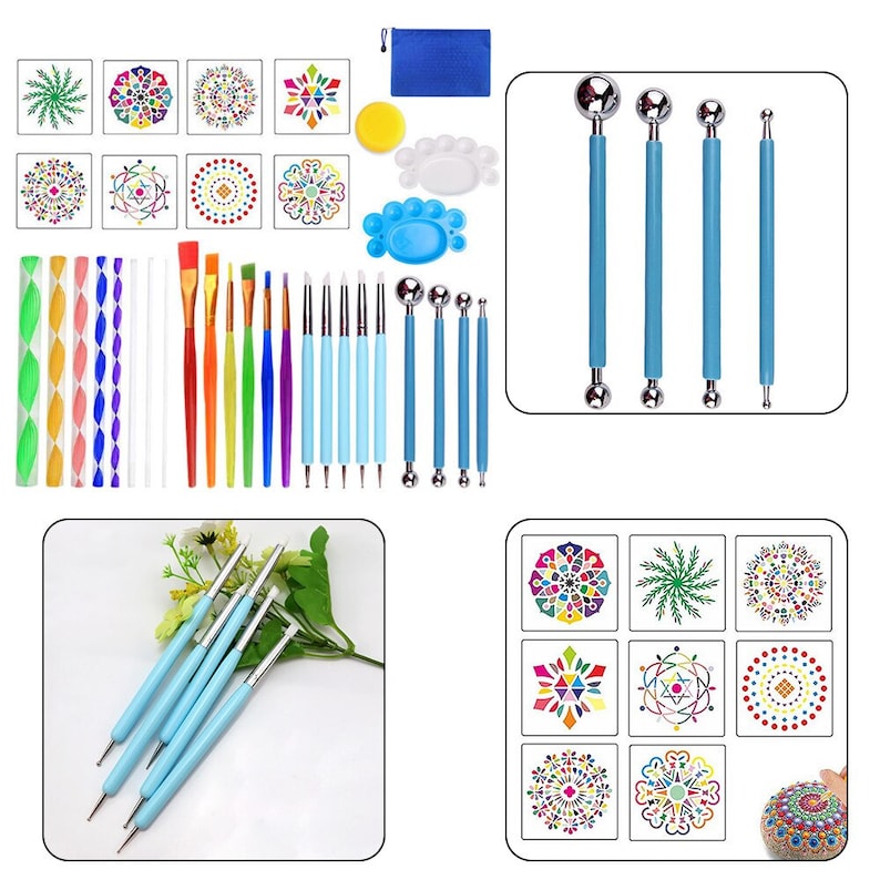 35PCS Mandala Dotting Tools Set Painting Rocks Dot Kit Rock Stone ...