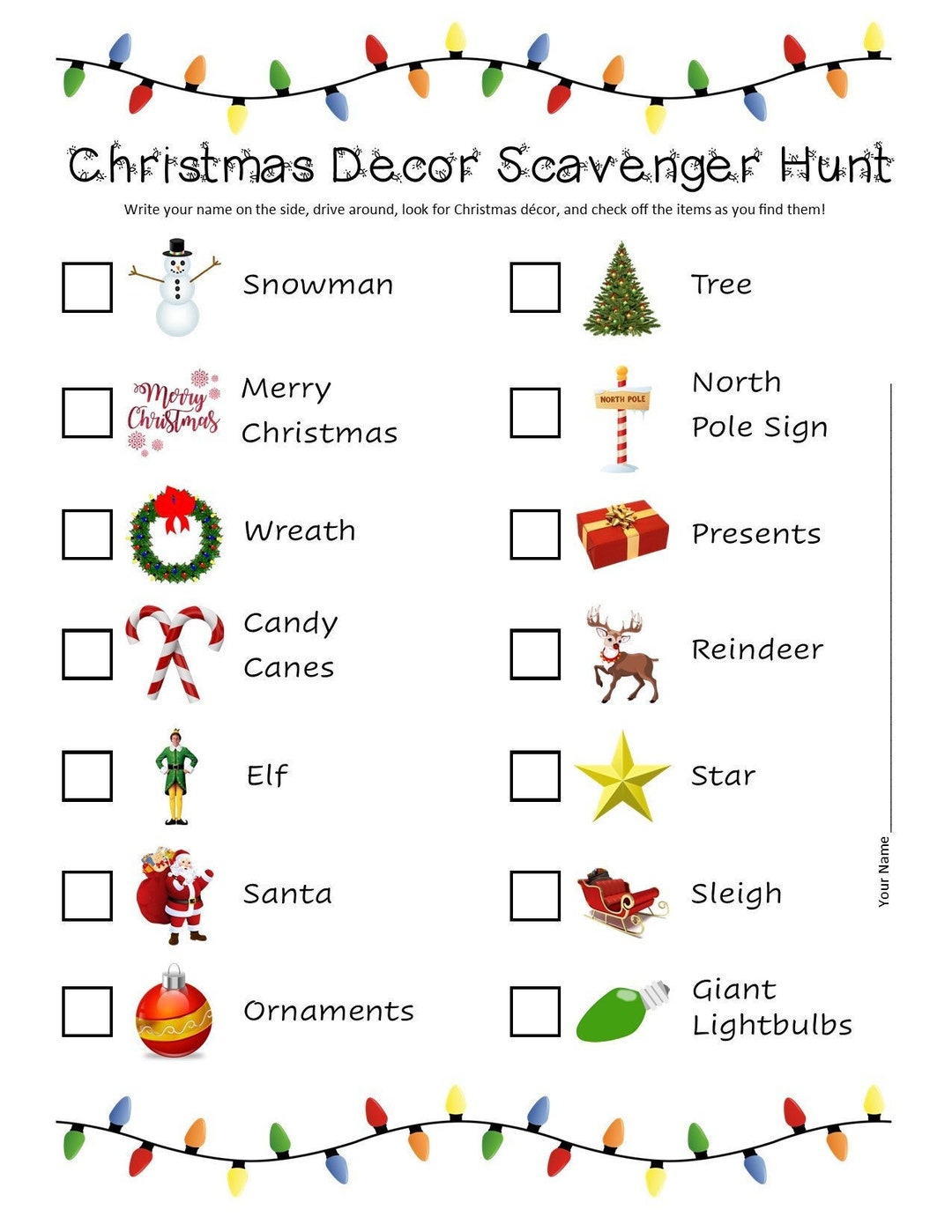 Christmas Decor Scavenger Hunt Printable - Etsy