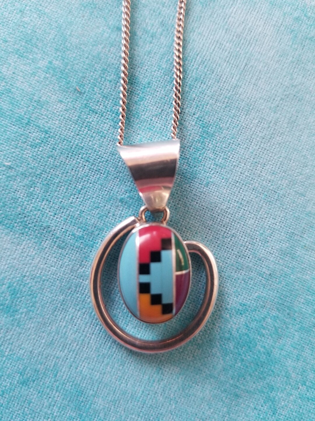 CP254 Southwestern Sterling Silver Colgante con Cadena Sterling Silver ...