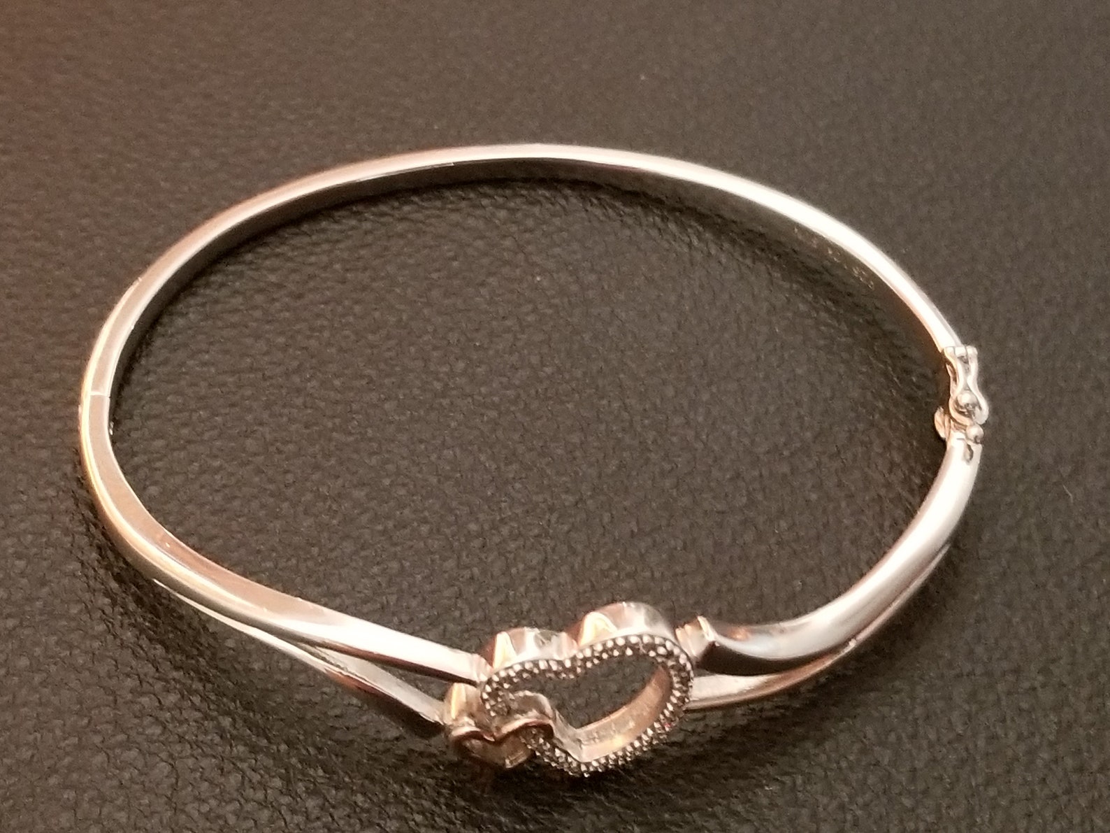 BA038 Diamonds on Double Heart Sterling Silver Bracelet - Etsy