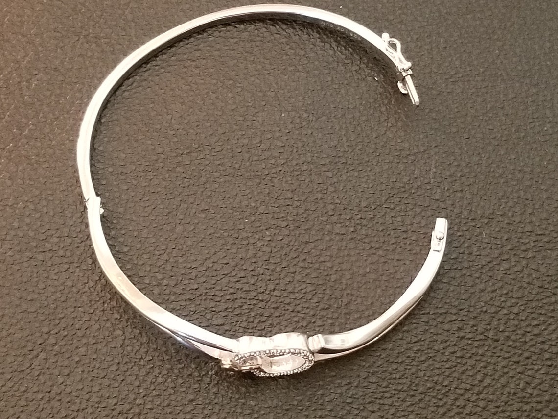 BA038 Diamonds on Double Heart Sterling Silver Bracelet - Etsy