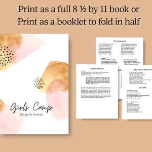Girls Camp Songs & Games Printable Booklet || LDS Young Women’s Camp ...
