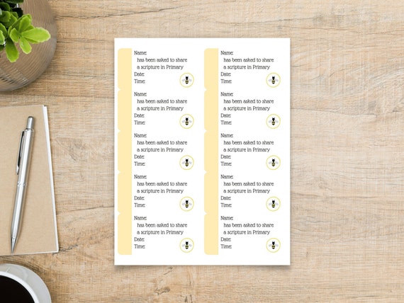 Bee Primary Assignment Sticker Printable on Label Template - Etsy