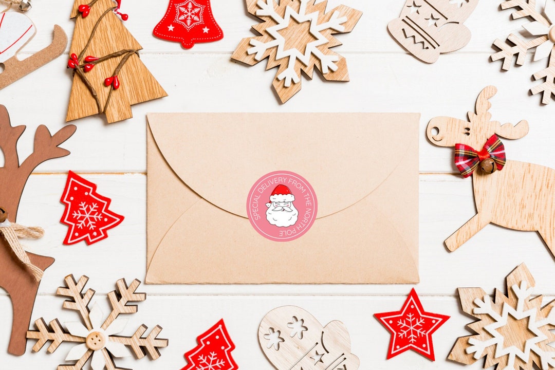 Pink Printable Digital Download Santa Stickers || Colored Printable ...