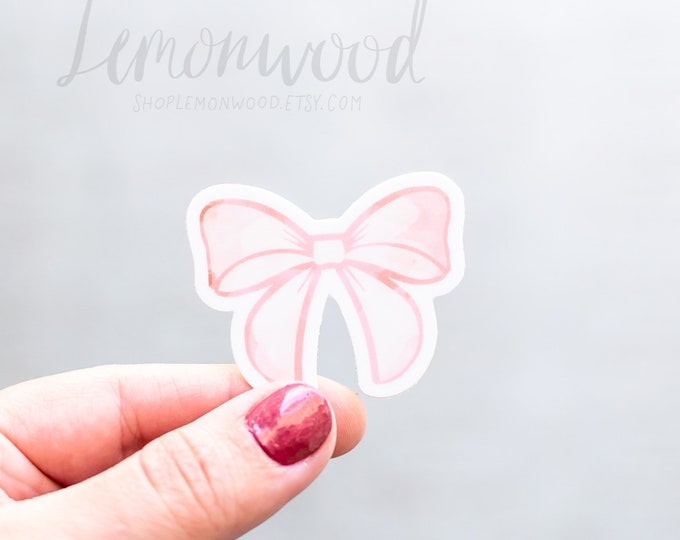 Pink Bow Sticker || Waterproof Vinyl Sticker for Laptop, Water Bottle ...