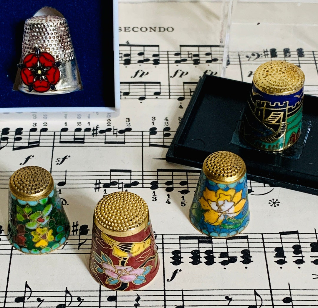 Vintage Large & Medium Enameled Cloisonné Thimbles/bird Thimbles ...