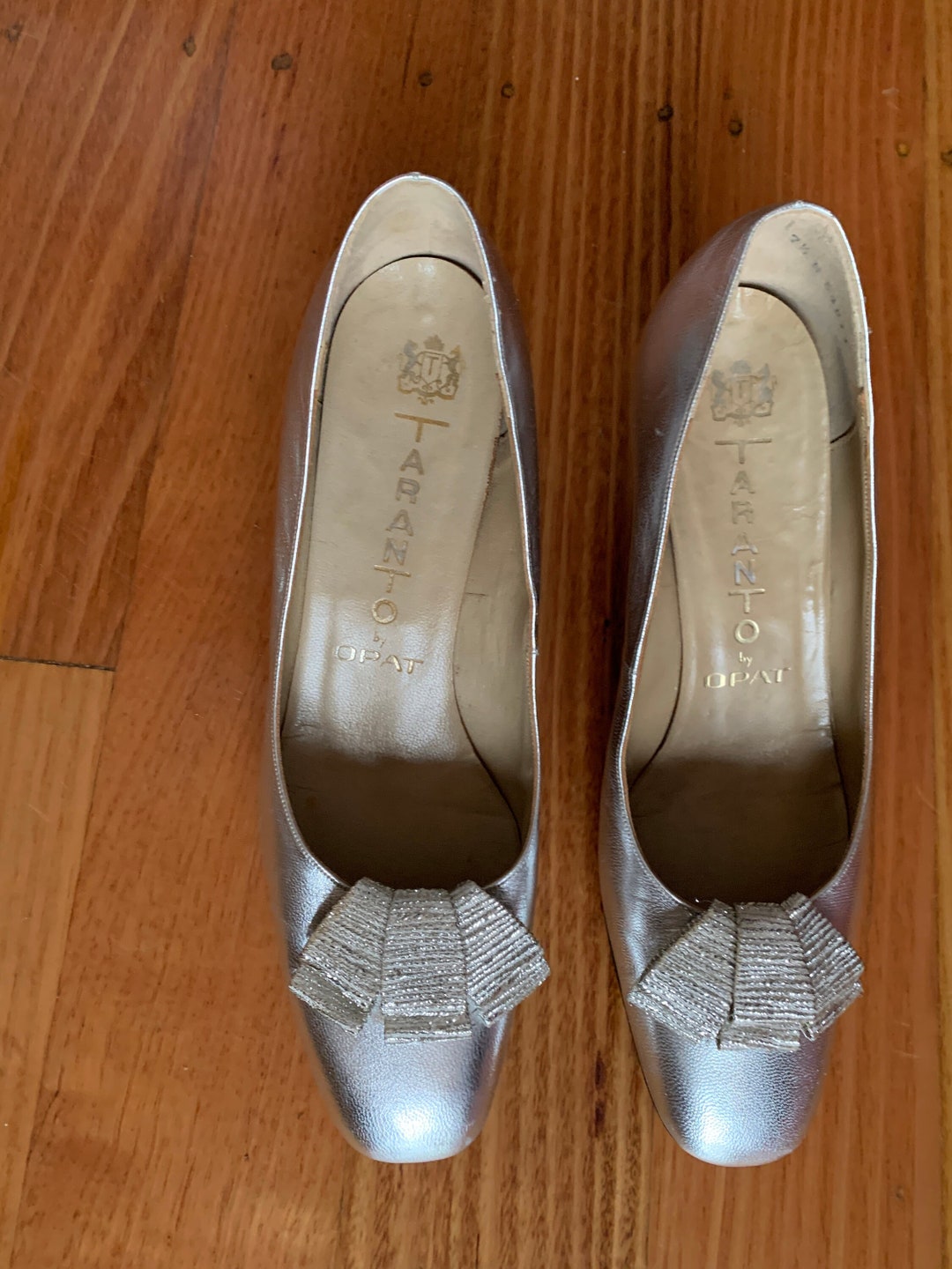 1960s Vintage Taranto by Opal Silver Lurex Leather Shoes / 60s Silver ...