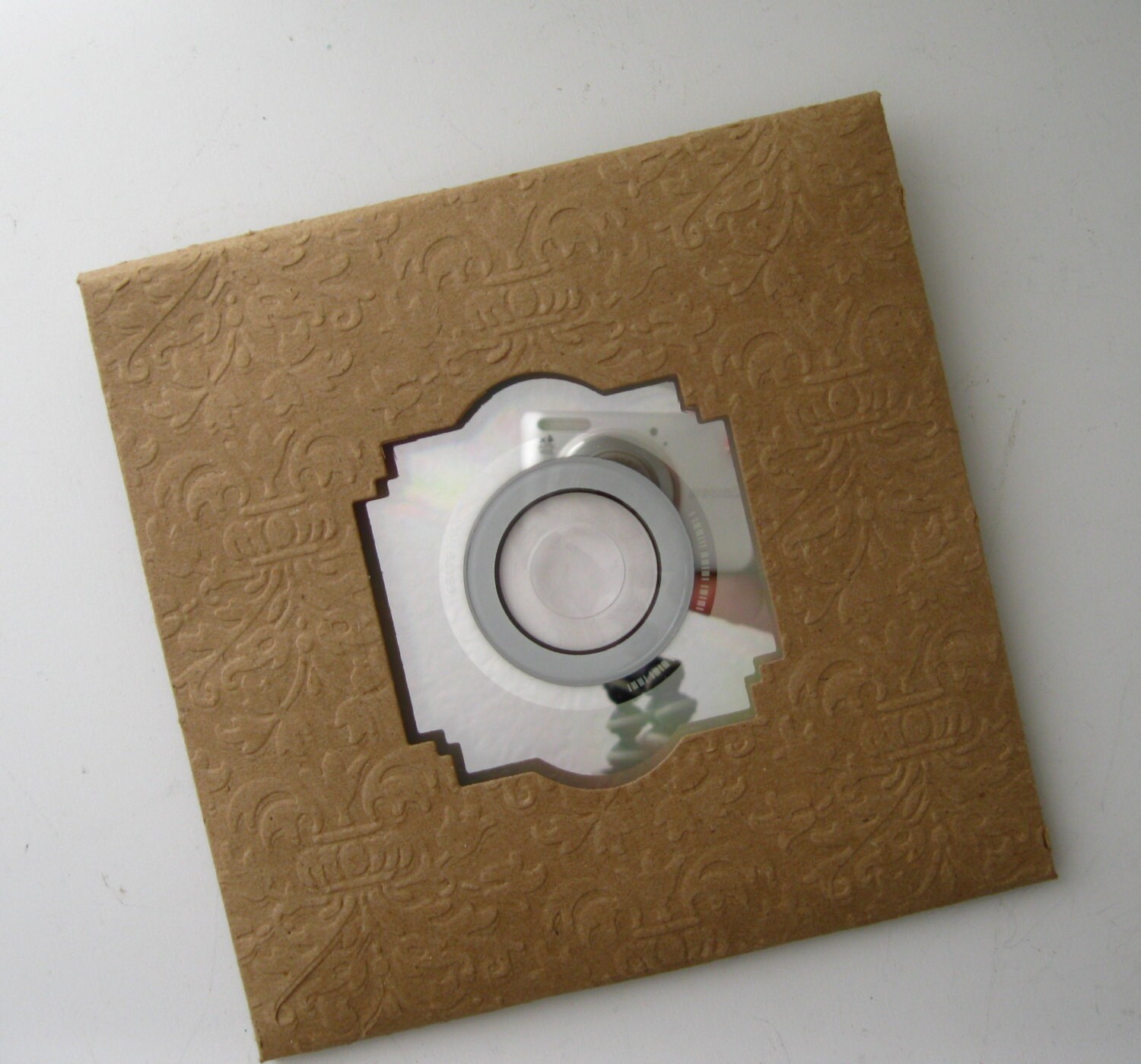 8 CD/DVD Envelopes Embossed Kraft Disk Covers Window Card Photo Disk ...