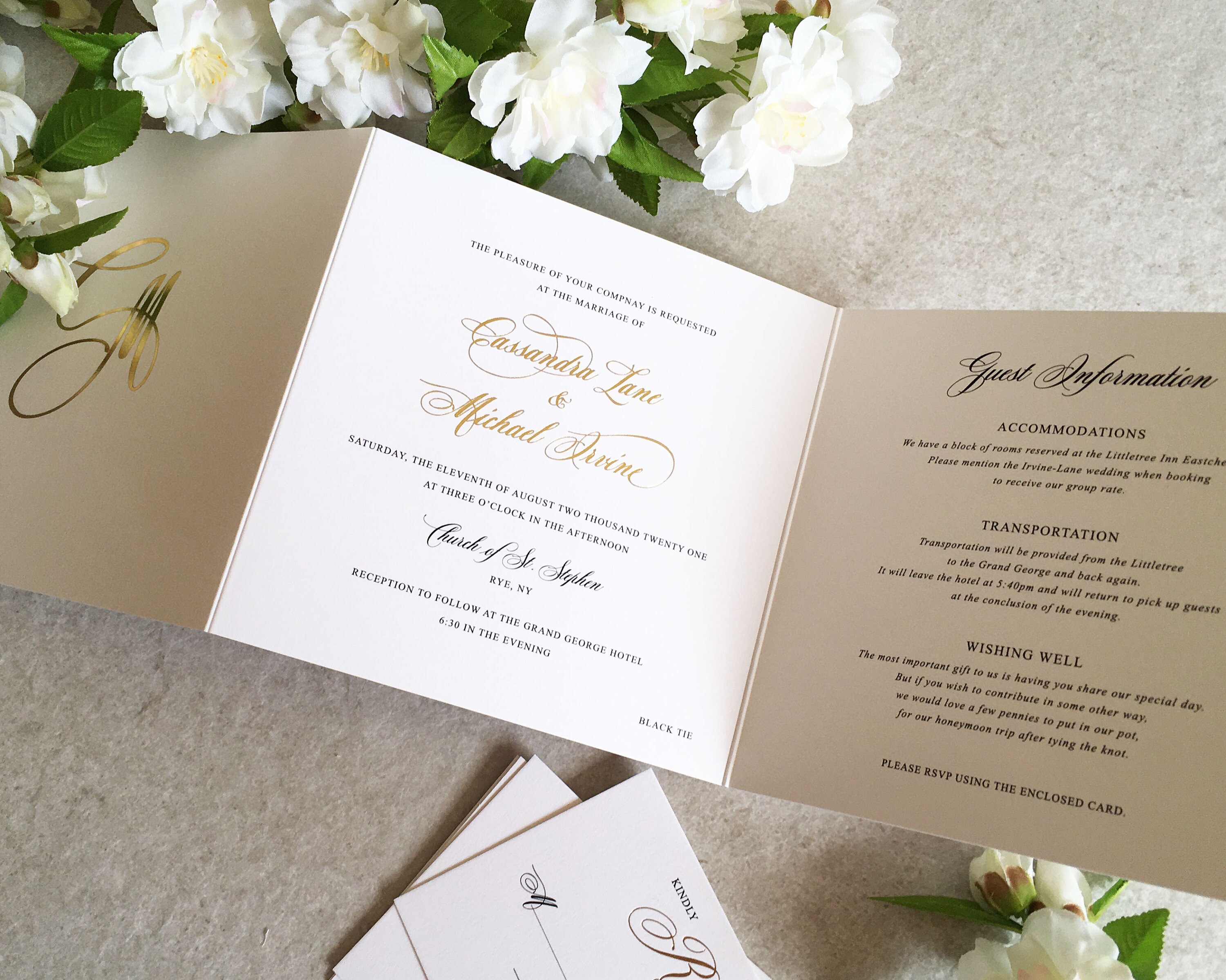 Cassandra Foil Print Concertina Wedding Invite - Folding Wedding Invite ...