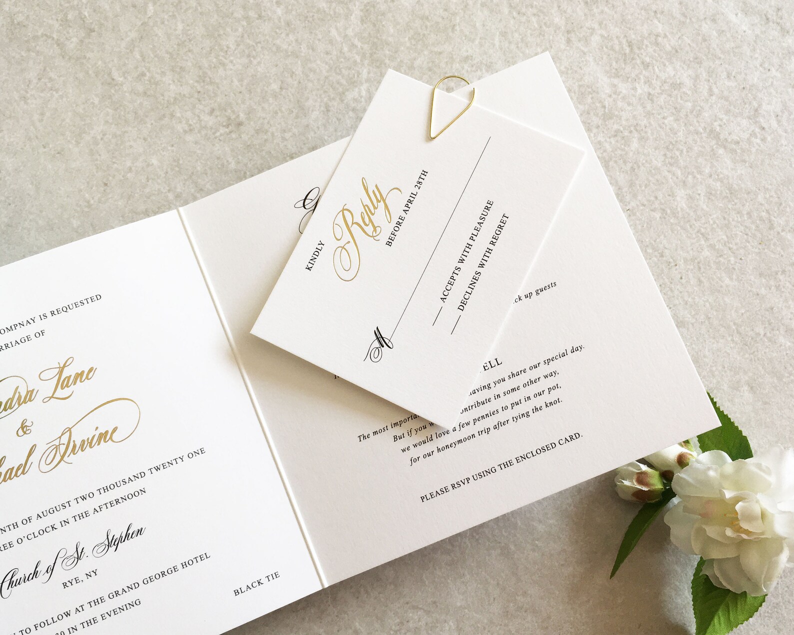Cassandra Foil Print Concertina Wedding Invite - Folding Wedding Invite ...