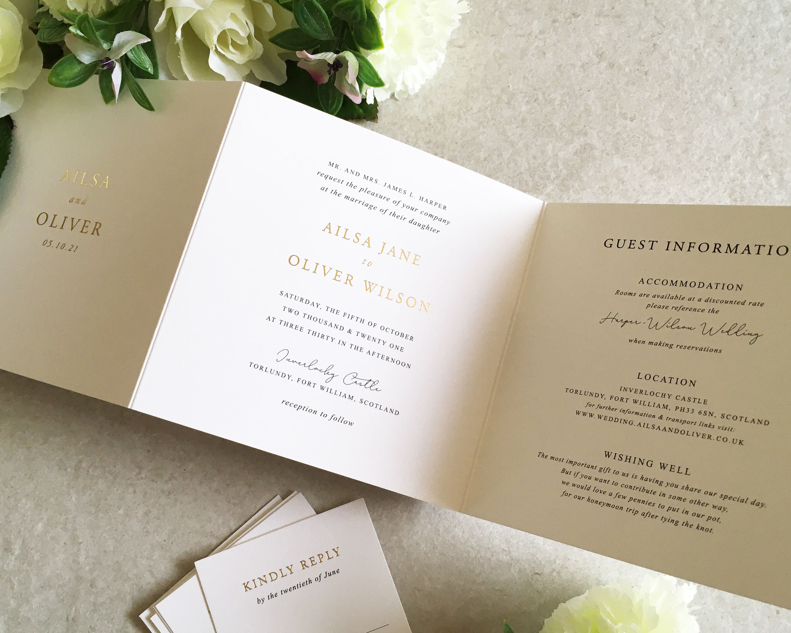 Ailsa Foil Print Concertina Wedding Invitation Folding - Etsy UK