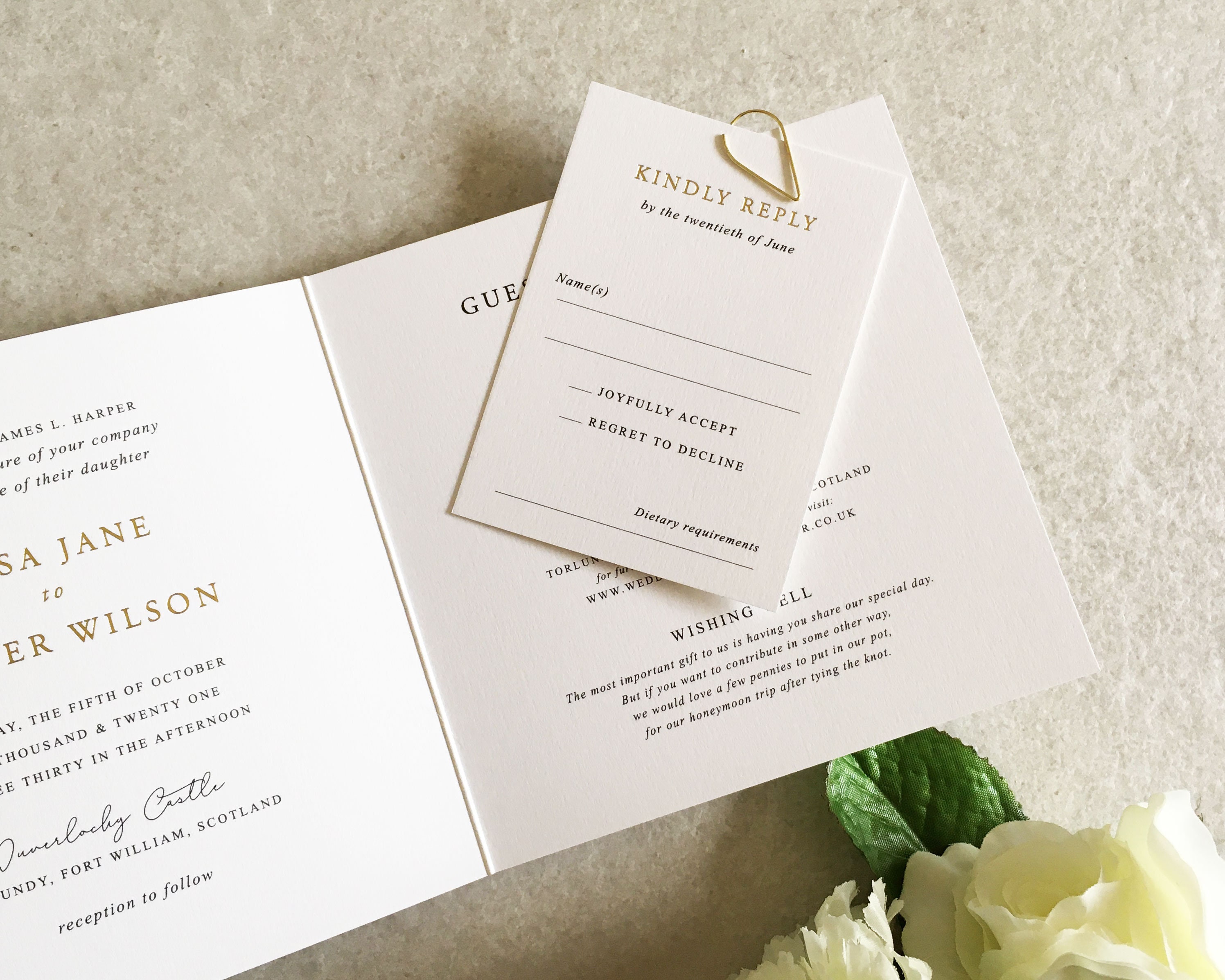 Ailsa Foil Print Concertina Wedding Invitation Folding - Etsy UK