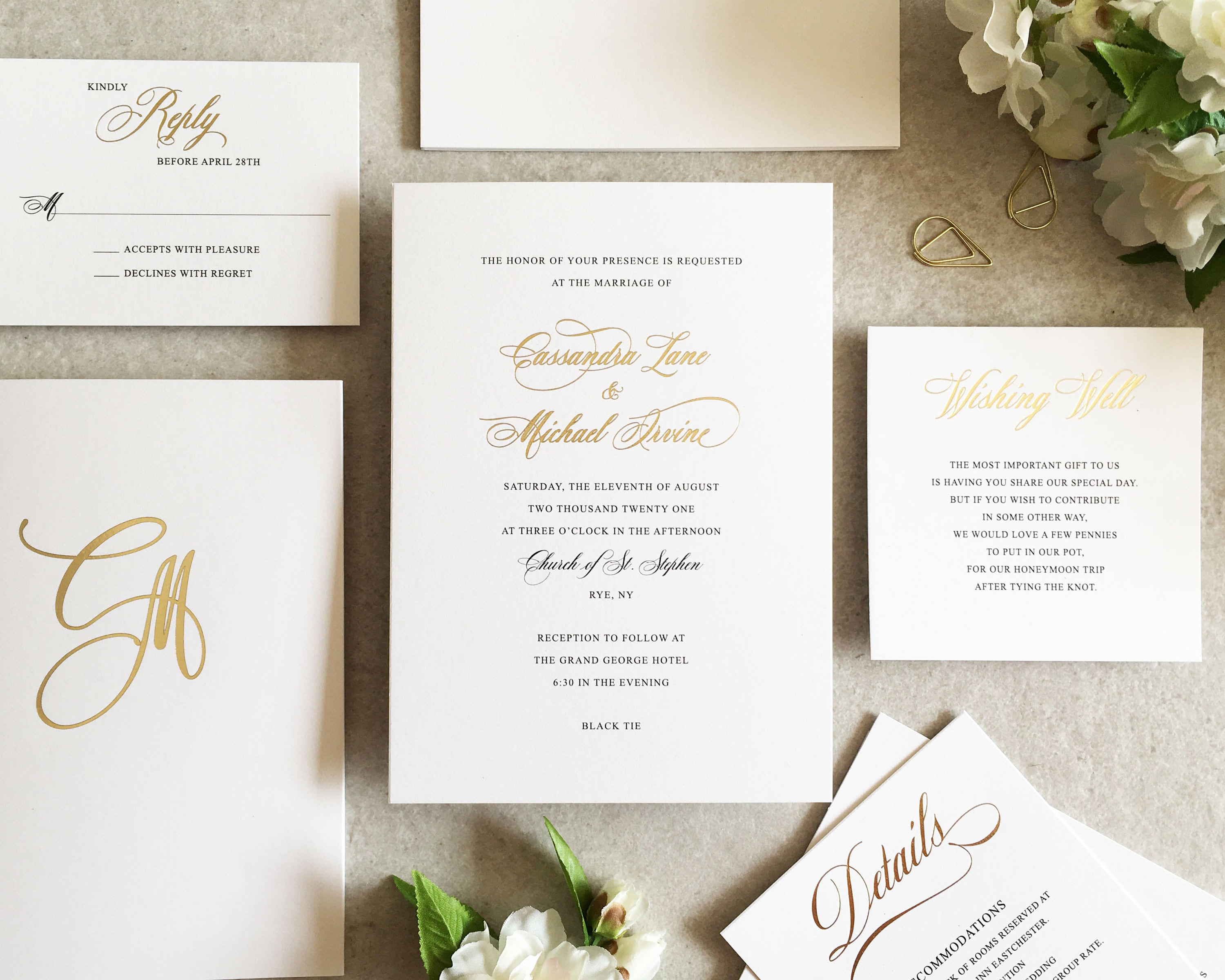 Cassandra Foil Print Concertina Wedding Invite - Folding Wedding Invite ...