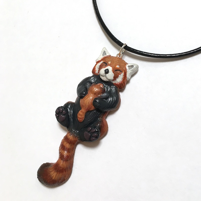 Red Panda Necklace Polymer Clay Red Panda Charm Mother and - Etsy