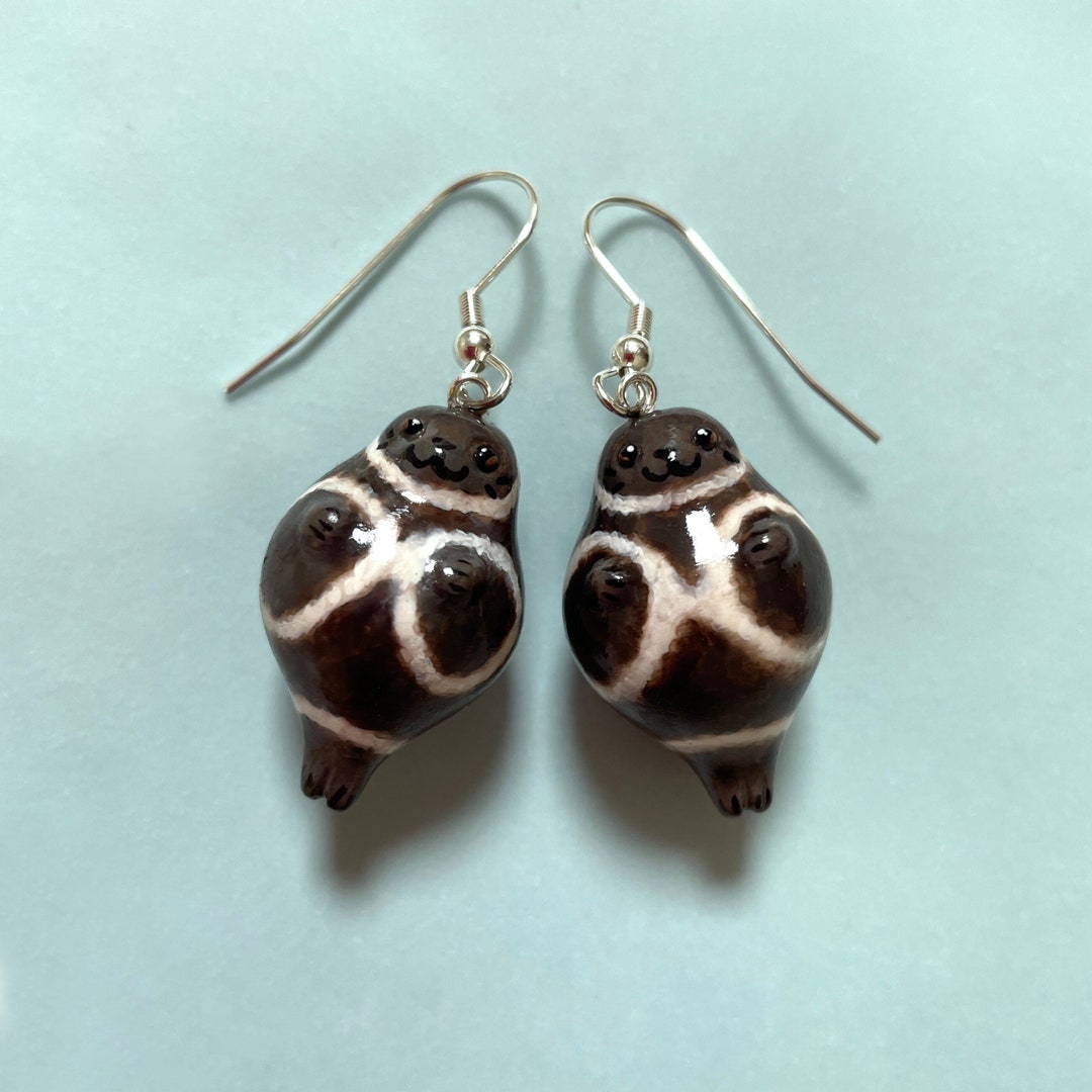 Ribbon Seal Earrings, Tiny Painted Seals, Arctic Animal Jewellery ...