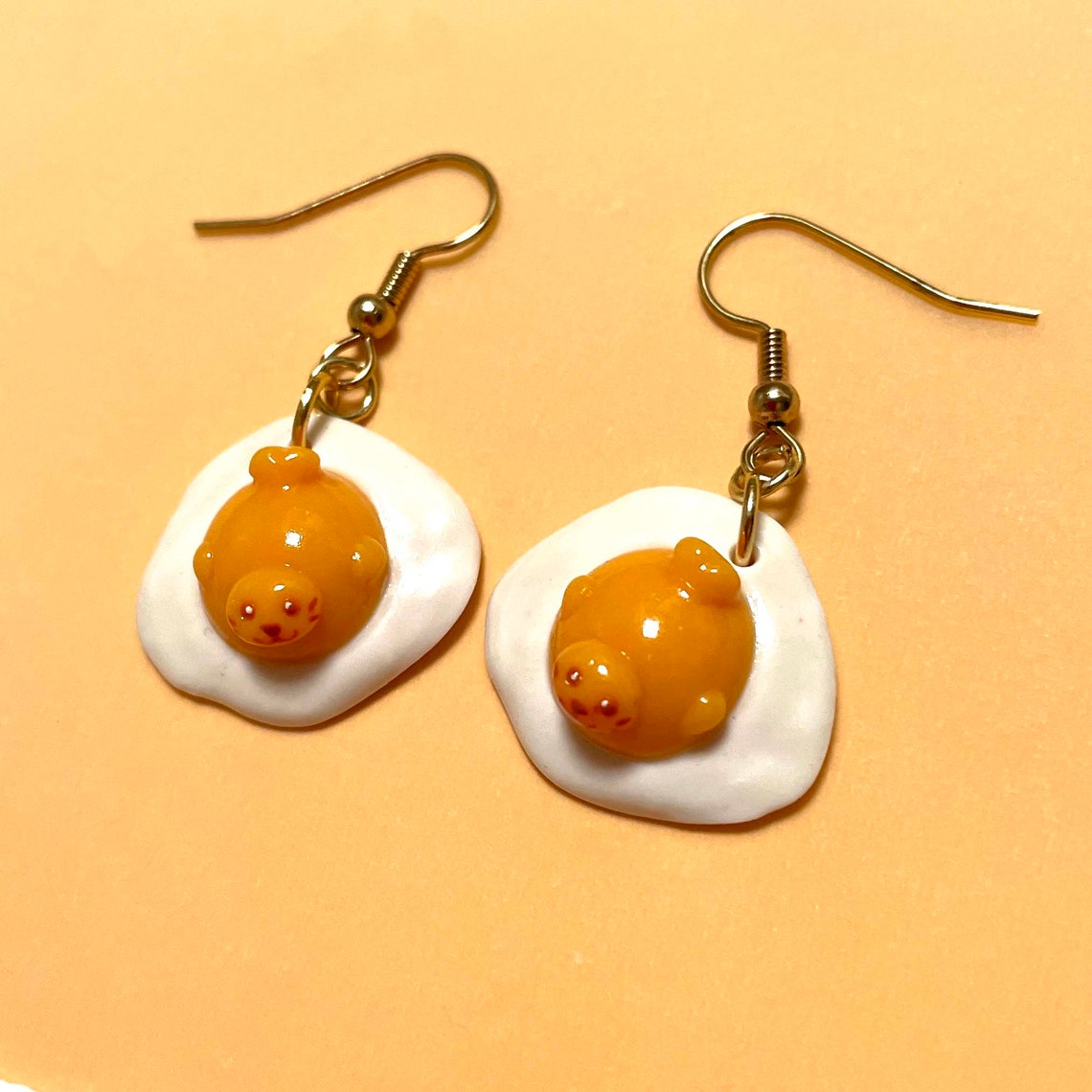 Sunny Side up Egg Earrings / Quirky Seal Earrings, Handmade Polymer ...