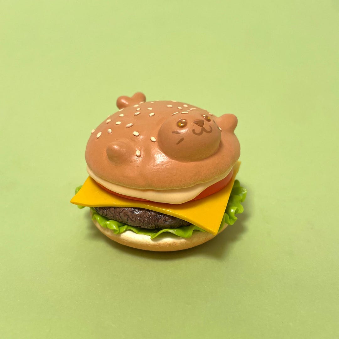 Cheeseburger Seal Sculpture, Polymer Clay Burger, Quirky Seal Art - Etsy