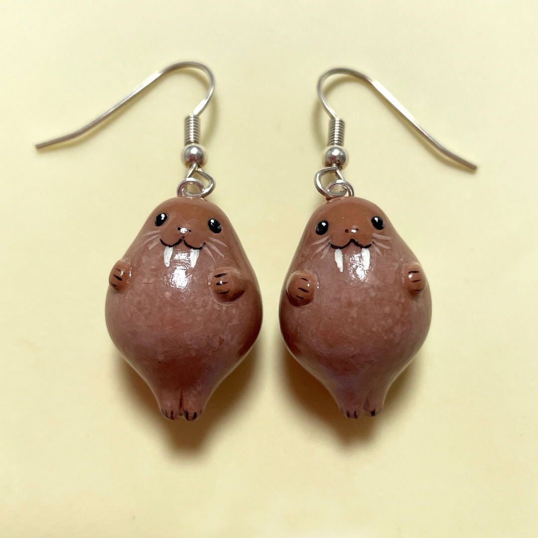 Miniature Walrus Earrings, Baby Walrus Art, Polymer Clay Walrus Charms ...