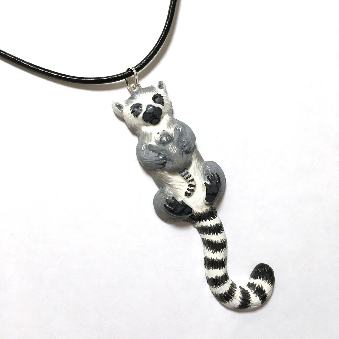 Ring Tailed Lemur Necklace, Mum and Baby Jewellery, Polymer Clay Animal ...