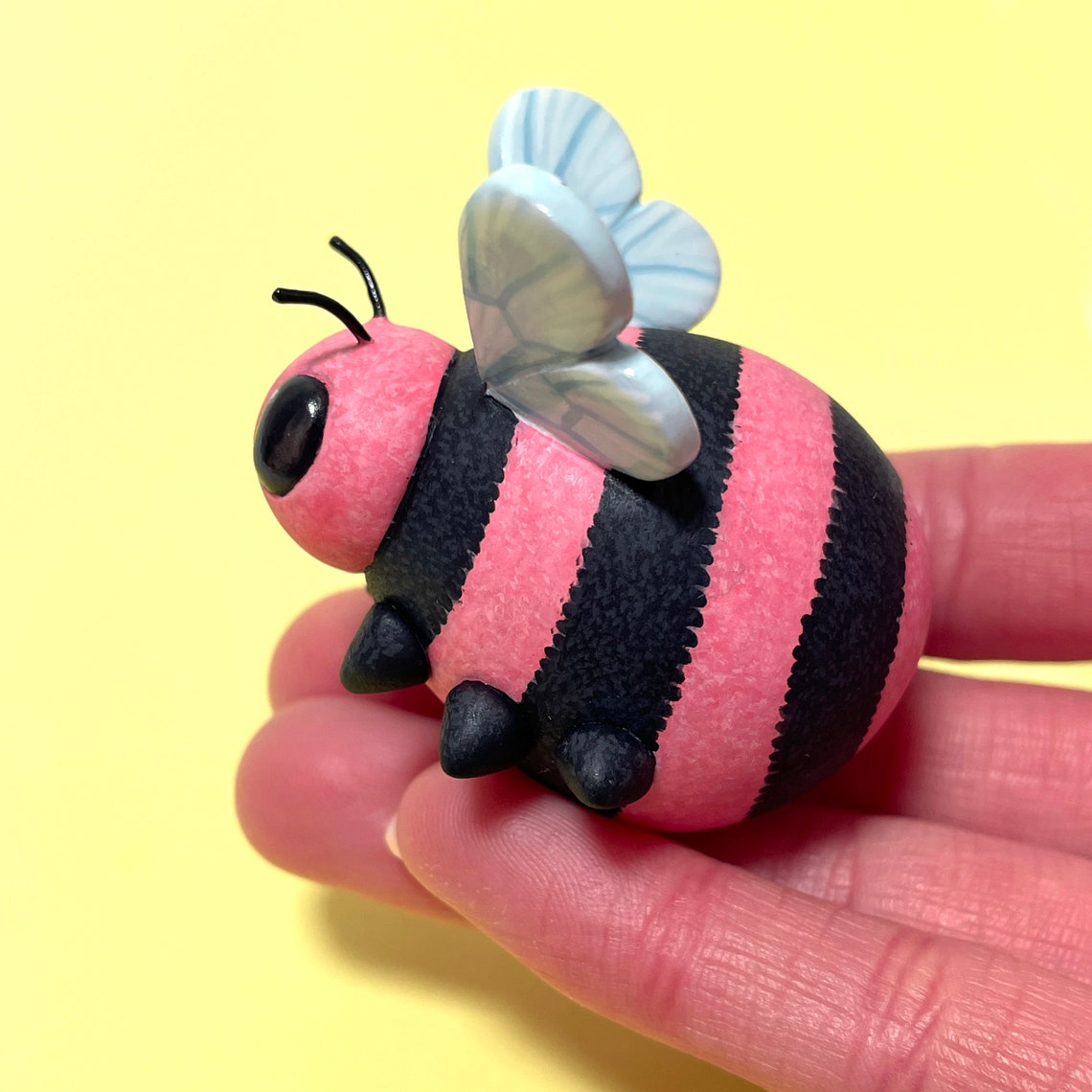 Cute Polymer Clay Bee Pink Bee Art Fluffy Pink Animal | Etsy
