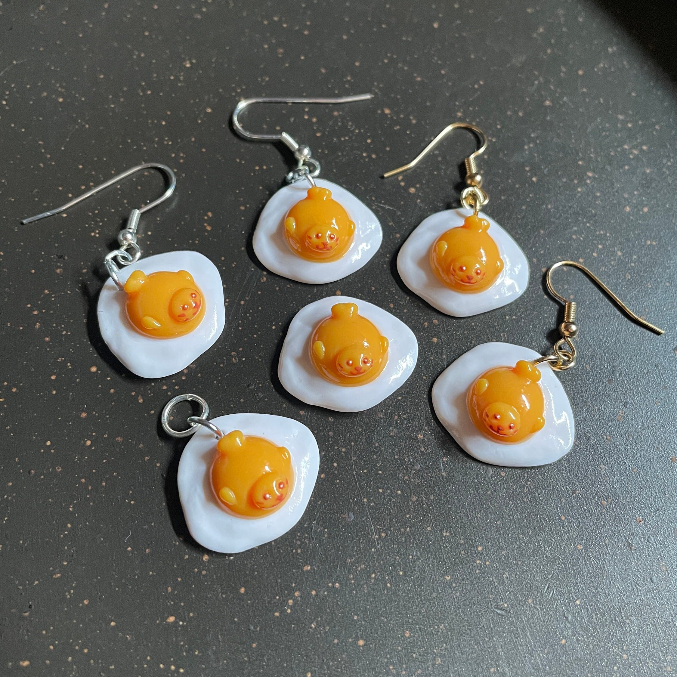 Sunny Side up Egg Earrings / Quirky Seal Earrings, Handmade Polymer ...
