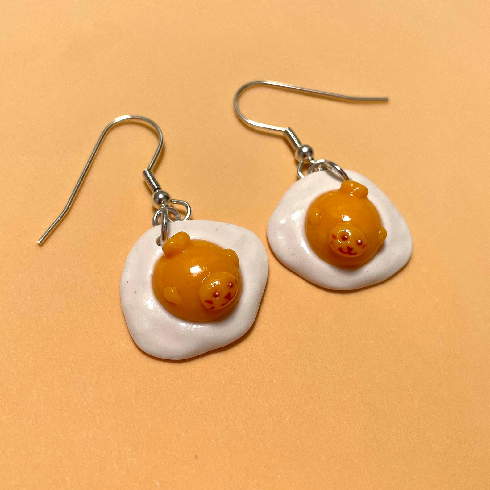 Sunny Side up Egg Earrings / Quirky Seal Earrings, Handmade Polymer ...