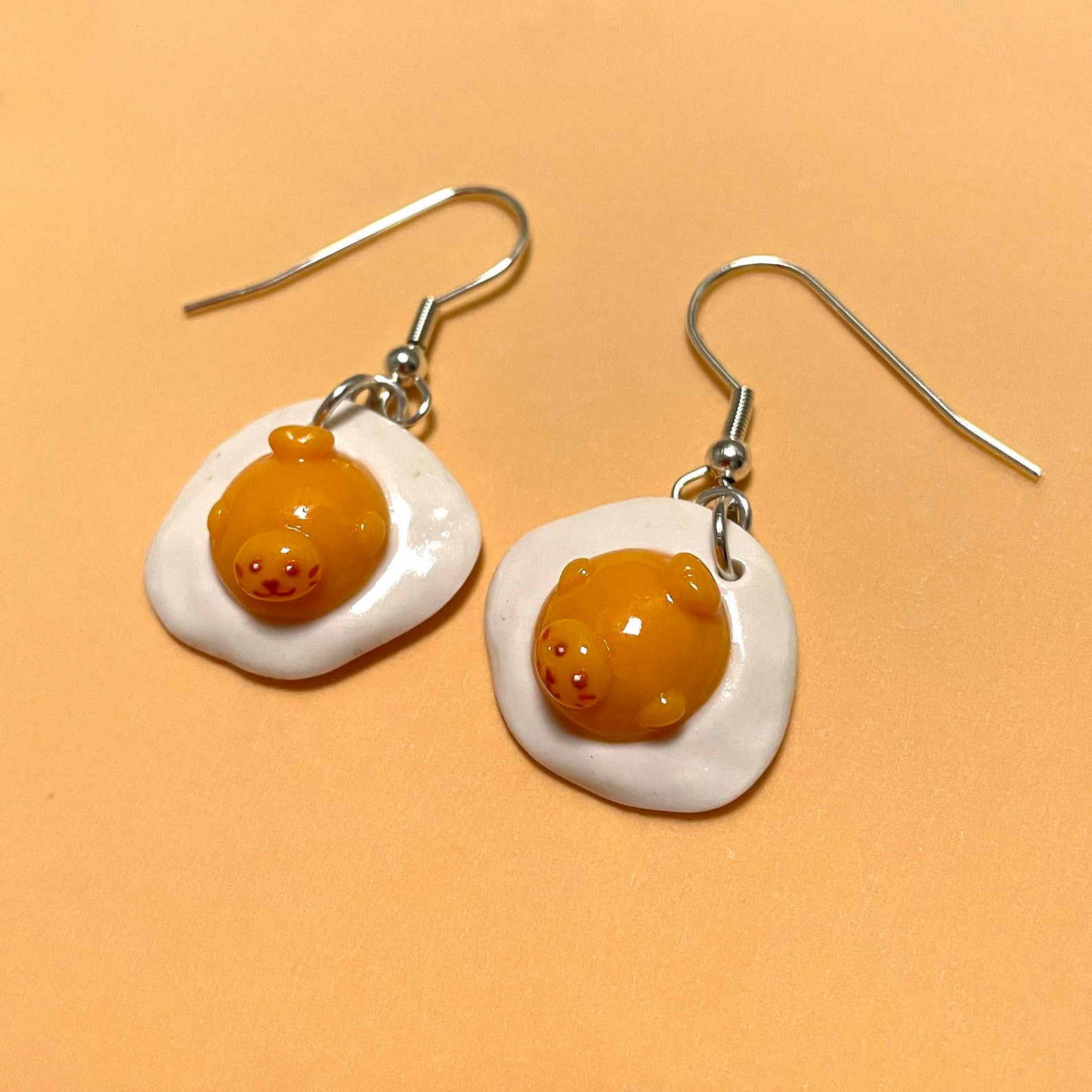 Sunny Side up Egg Earrings / Quirky Seal Earrings, Handmade Polymer ...