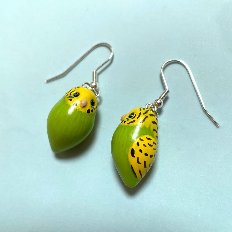 Green Budgie Earrings, Parakeet Jewellery, Native Australian Birds ...