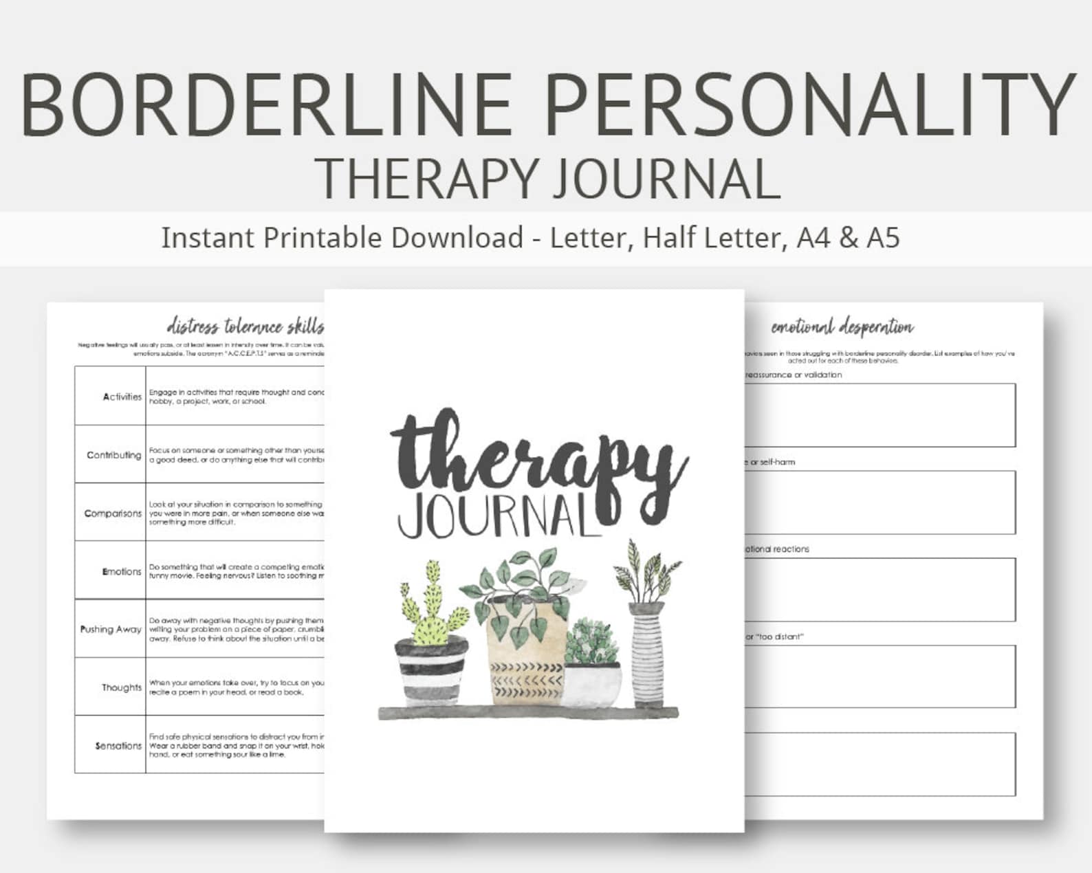 Borderline Personality Disorder Therapy Journal: Mental - Etsy