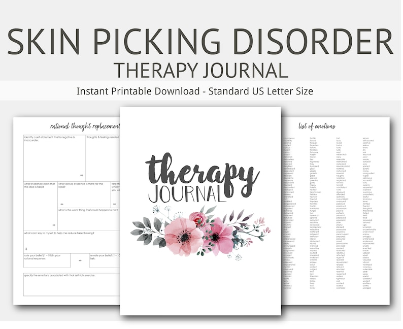 Compulsive Skin Picking Therapy Journal: Mental Health, Dermatillomania ...