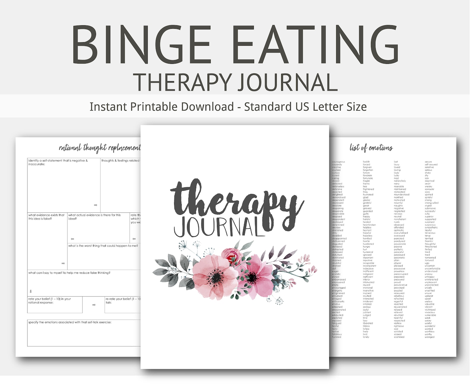Binge Eating Disorder Therapy Journal: Mental Health, Eating Disorder ...