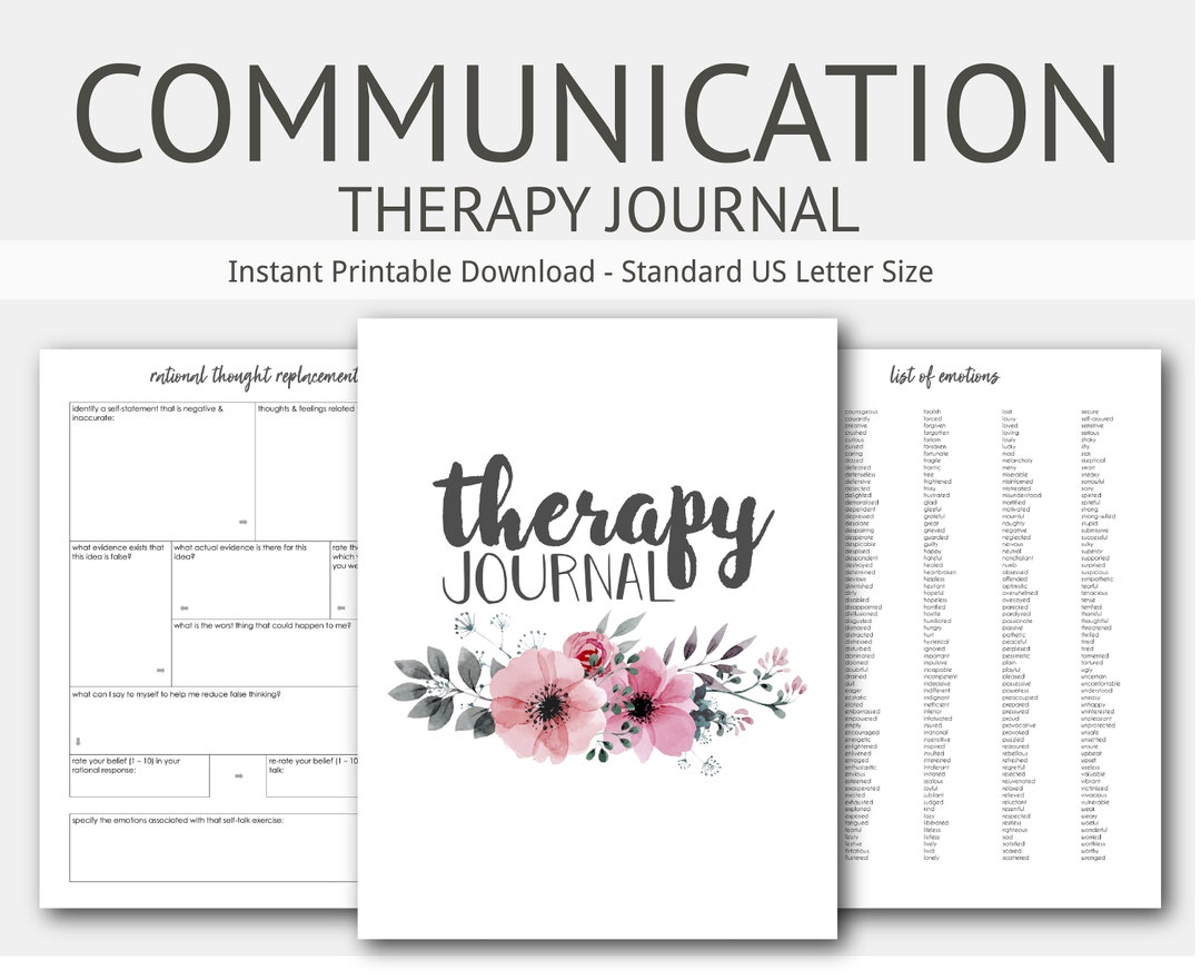 Communication Therapy Journal: Instant Printable Download, Mental ...